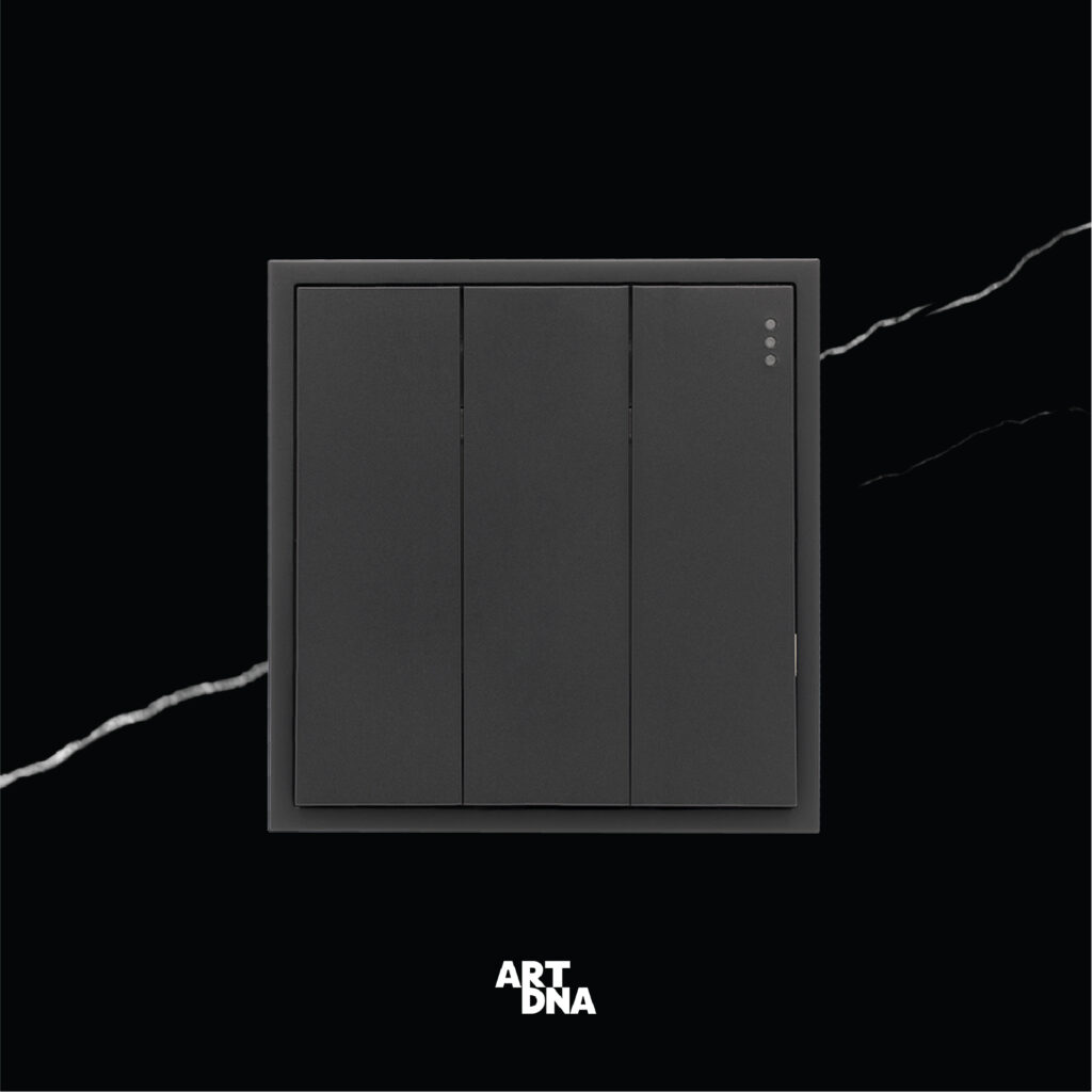 ปลั๊กไฟ D3 FRAMELESS SERIES BLACK SWITCH 3 GANG 2 WAY มาตรฐาน มอก - ARTDNA